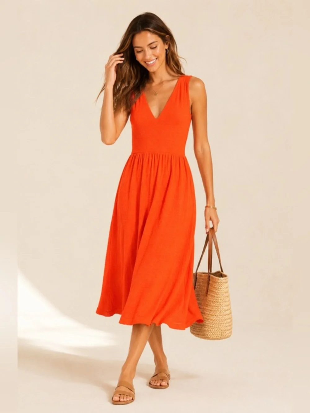 Zara | Dresses | Zara Orange Knit Midi Dress Small | Poshmark